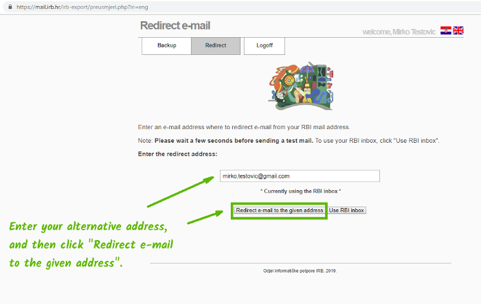 E-mail backup and redirection – IRB Helpdesk